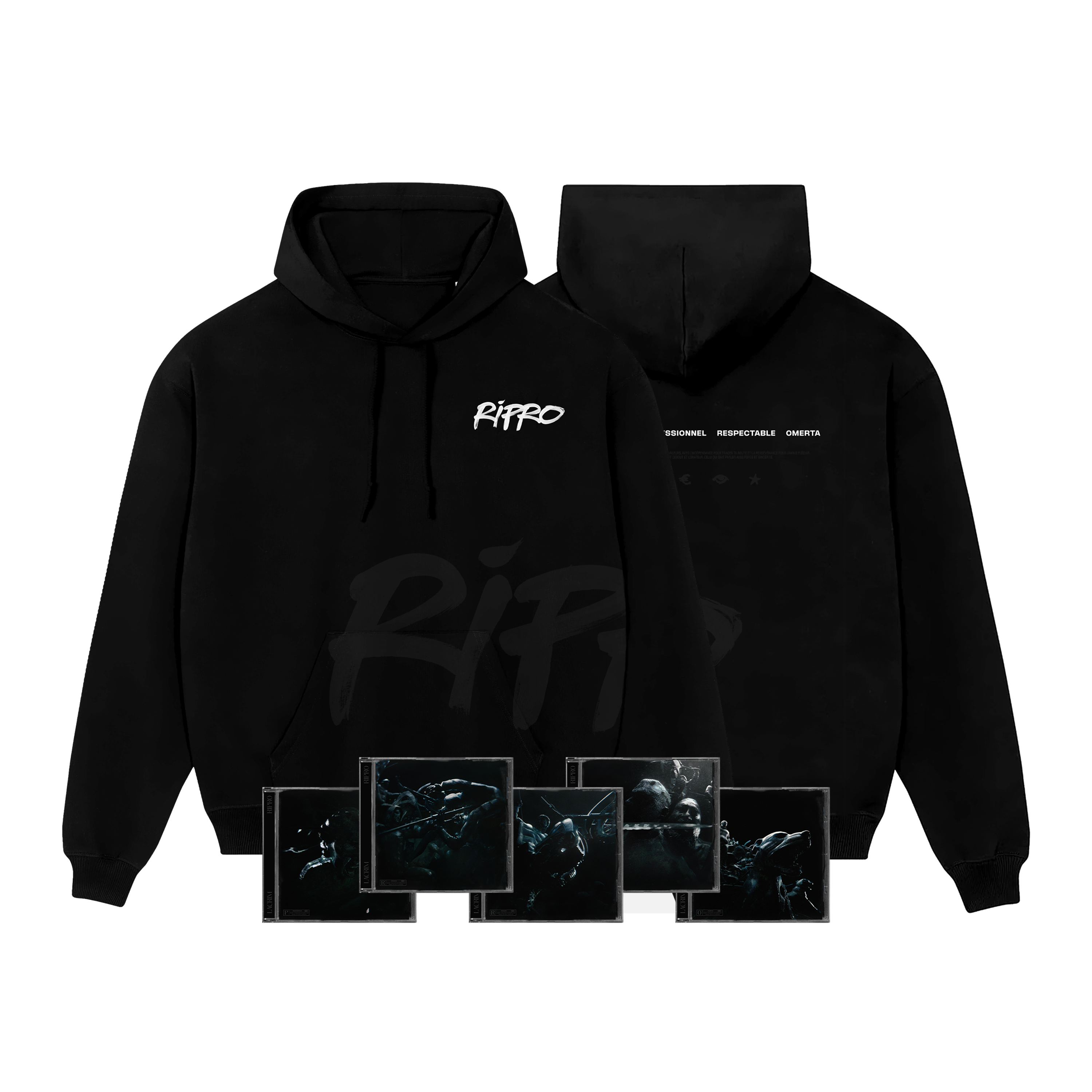 Pack Hoodie Noir + 5 CD RIPRO – Lacrim Store officiel