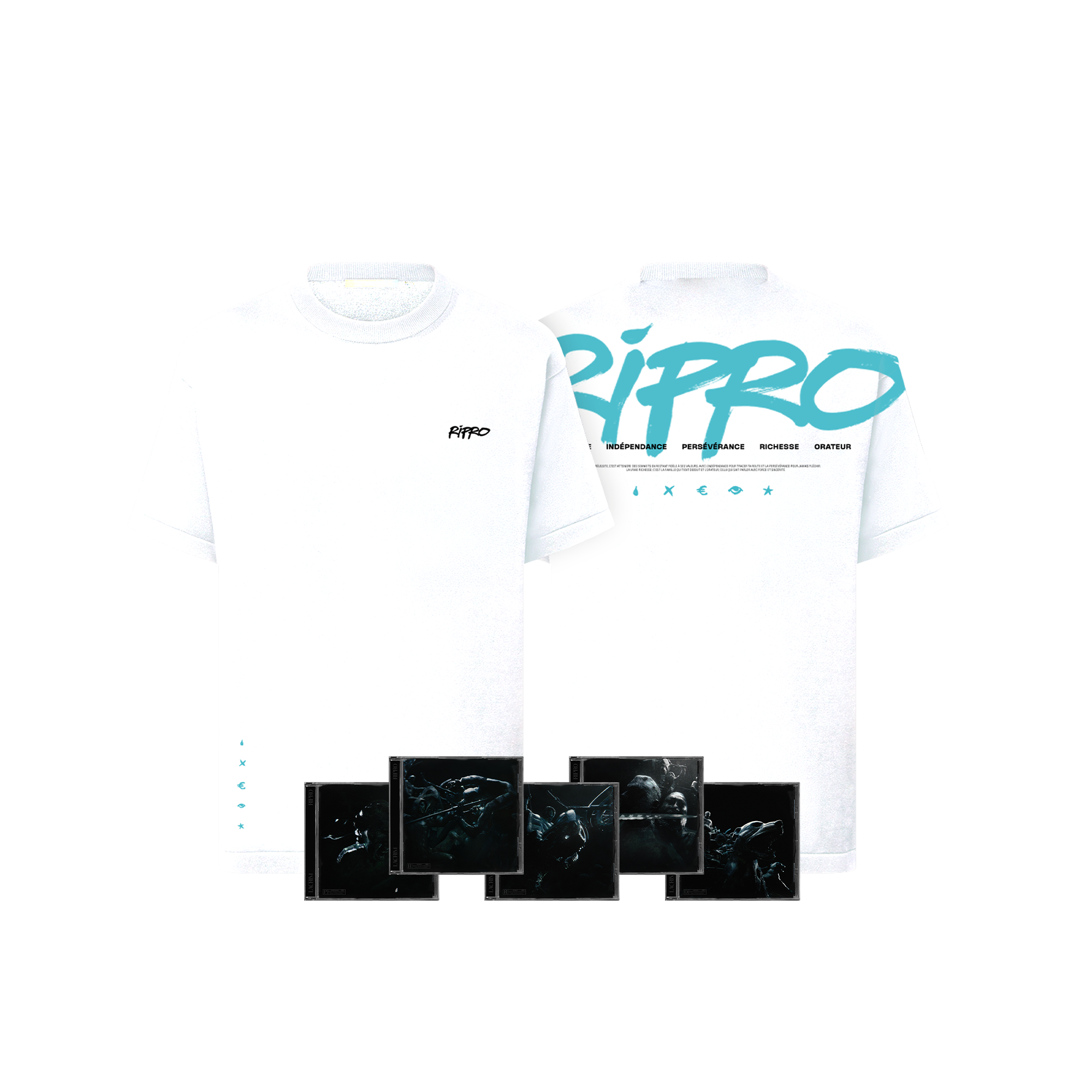 Pack T-shirt Blanc + 5 CD RIPRO – Lacrim Store officiel